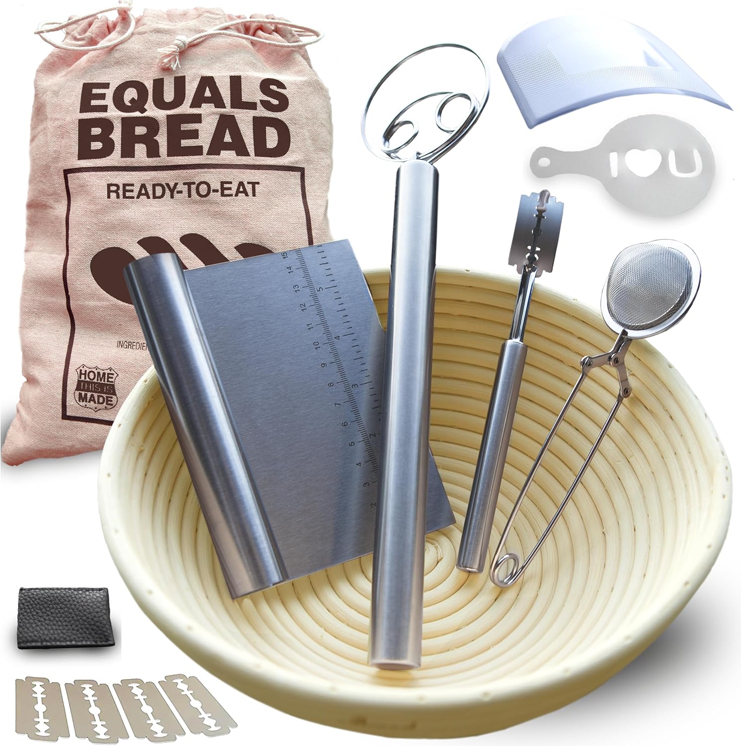 Amazon.com: 10 Inch Bread Proofing Basket Set with Stainless Steel ...