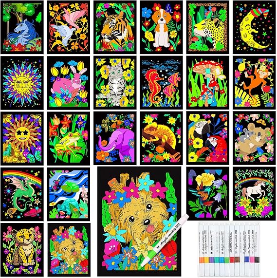Amazon.com: Zhanmai Pack of 48 Velvet Coloring Posters and Acrylic ...