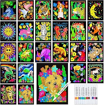 Amazon.com: Zhanmai Pack of 48 Velvet Coloring Posters and Acrylic ...