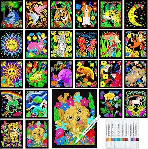 Amazon.com: Zhanmai Pack of 48 Velvet Coloring Posters and Watercolor ...