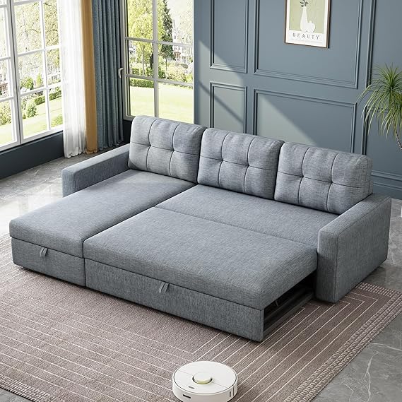 Amazon.com: Ball & Cast 81.5" L-Shaped Sleeper Sectional Sofa w/Storage ...