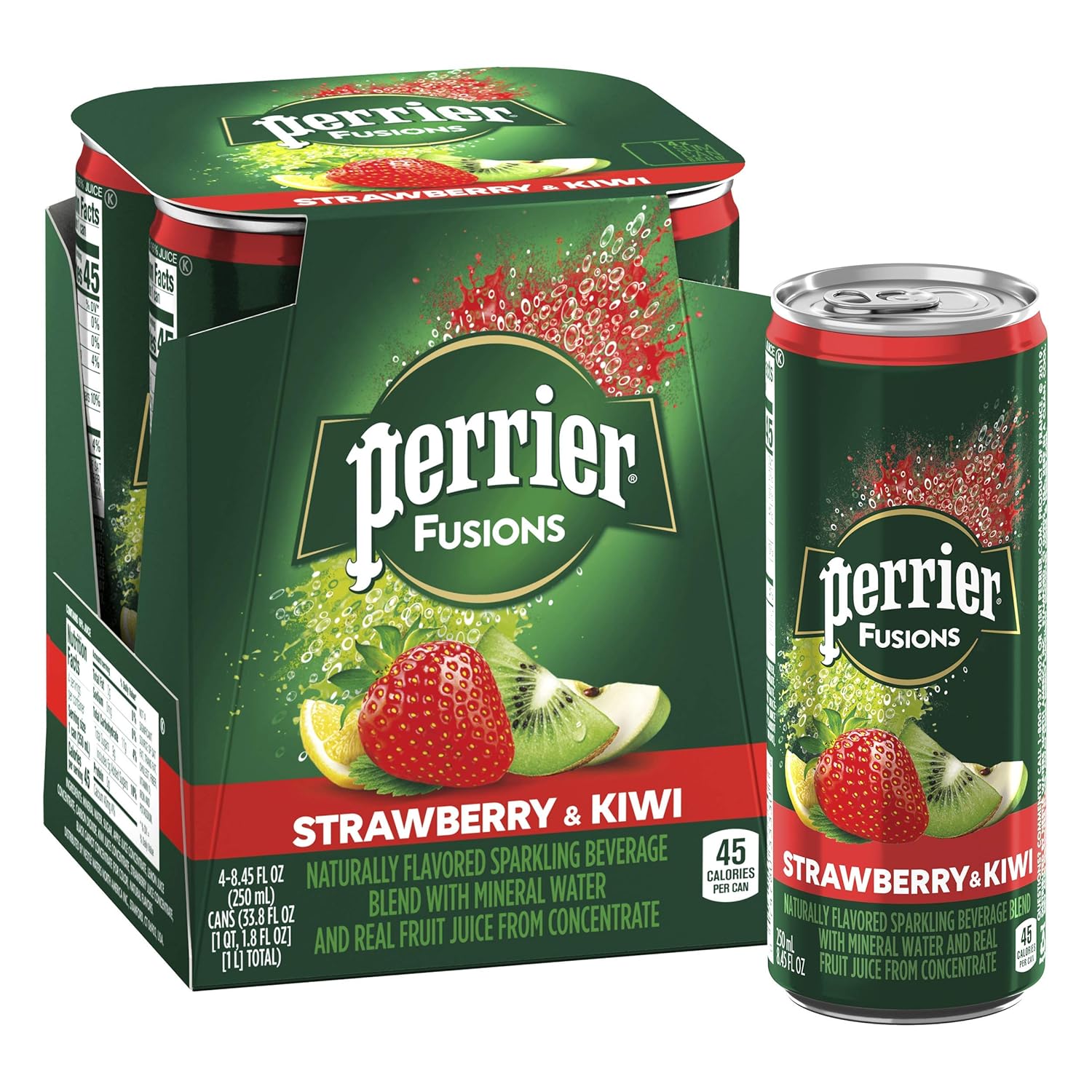 Amazon.com: Perrier & Juice Drink, Strawberry and Kiwi Flavored, 8.45 ...