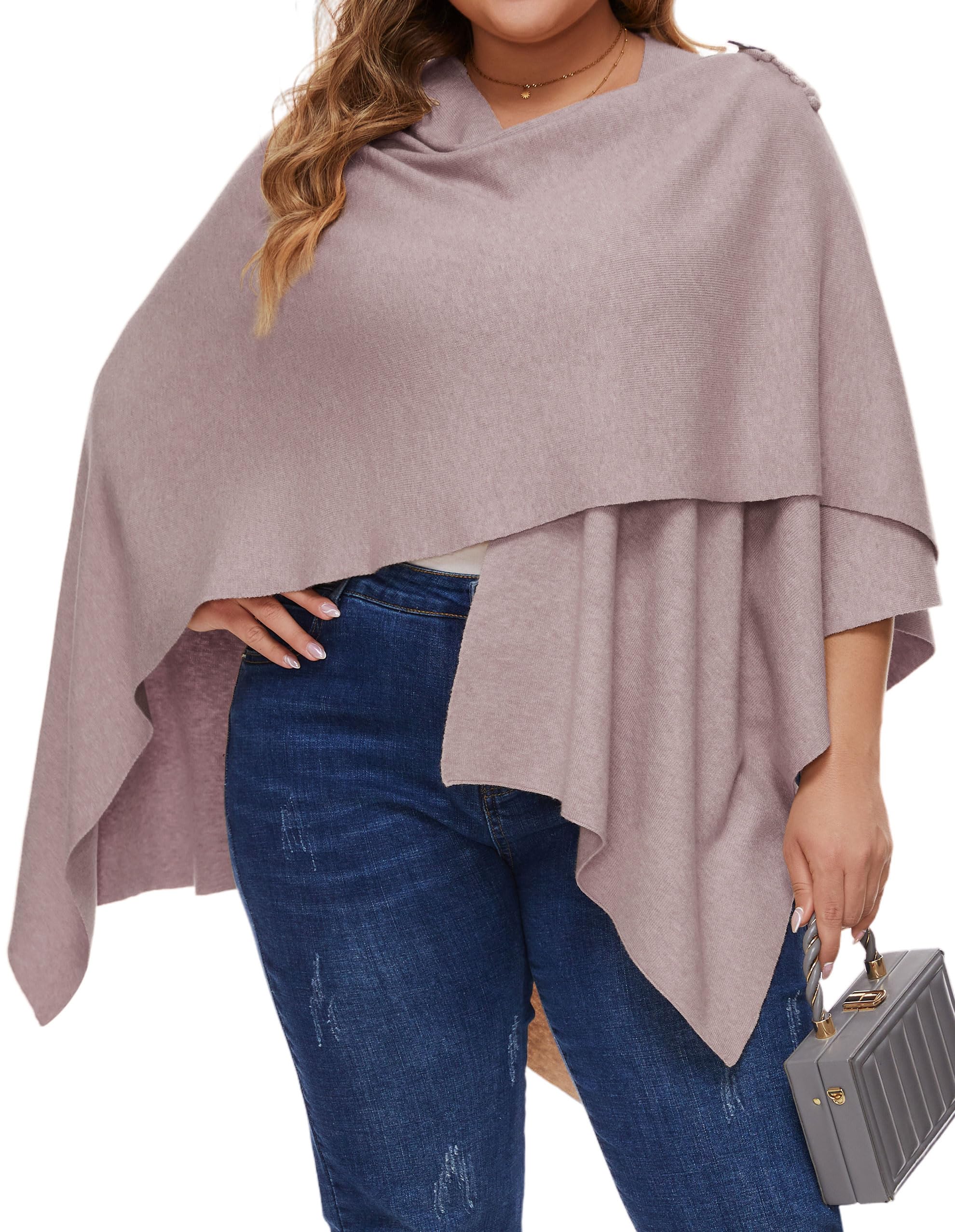Snapklik.com : Women Elegant Plus Size Shawl Wrap Oversize Button ...
