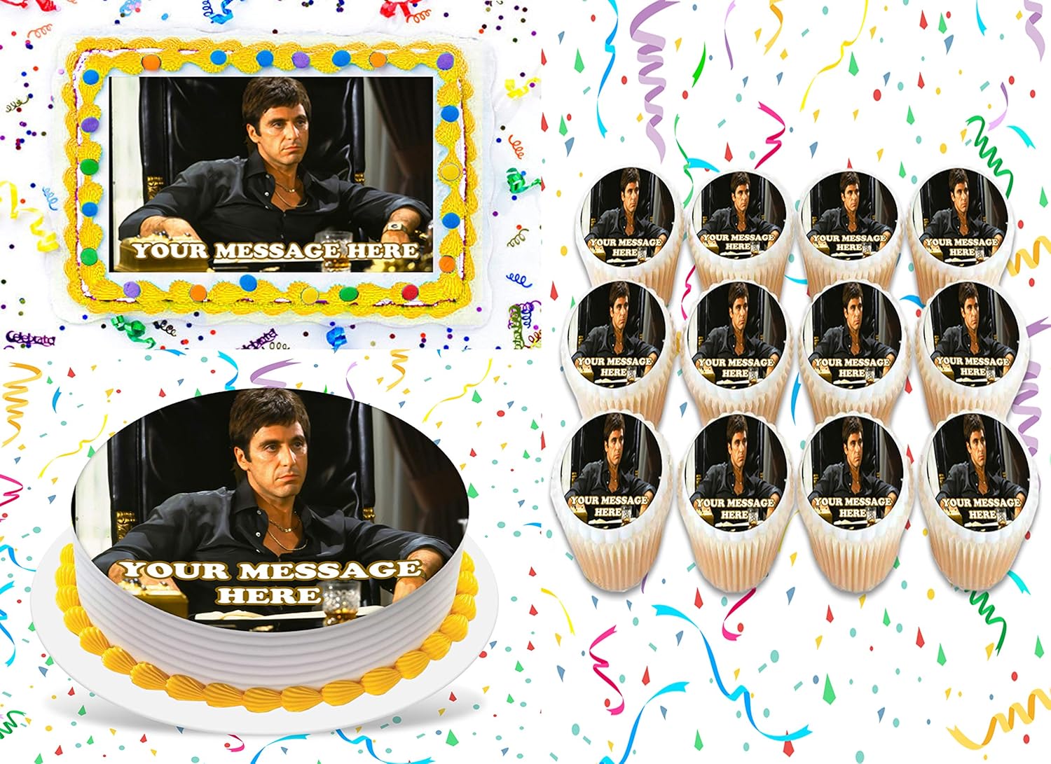 Amazon.com: ThePartyGirl Scarface Tony Montana Cake Topper Edible Image ...