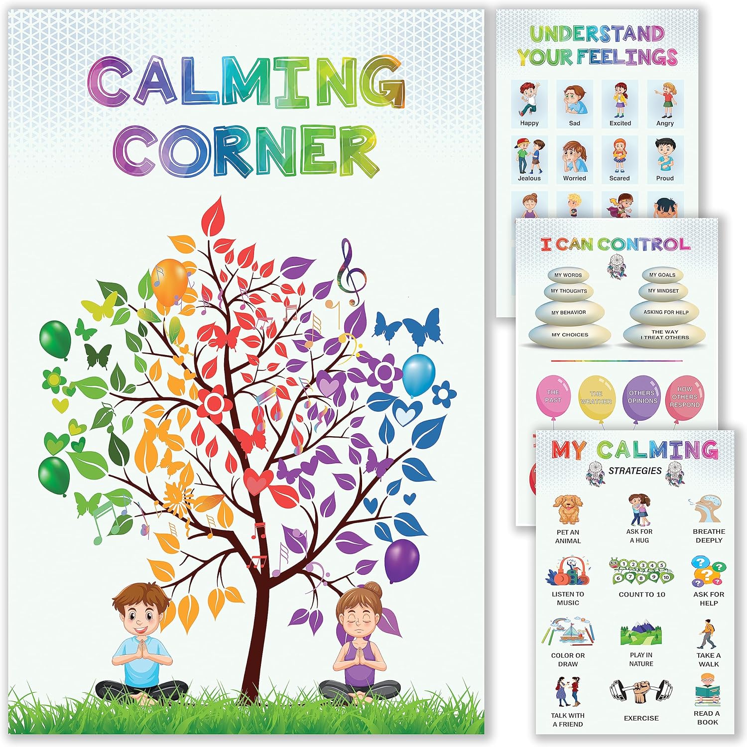Amazon.com: Feelings Chart For Kids Learning Posters For Walls - List ...