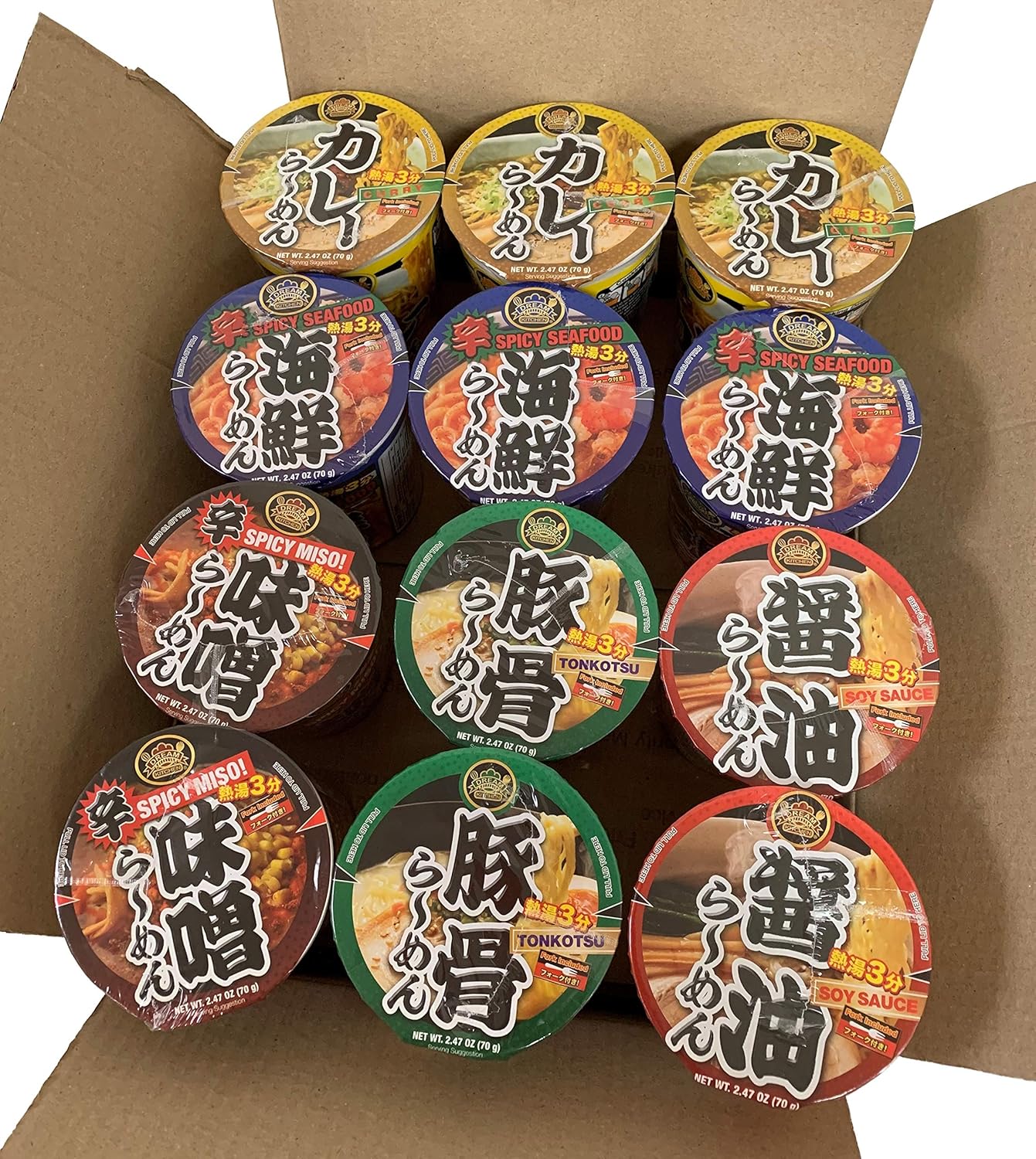 Amazon.com : DREAM KITCHEN Cup Ramen Assort Pack of 12 : Grocery ...