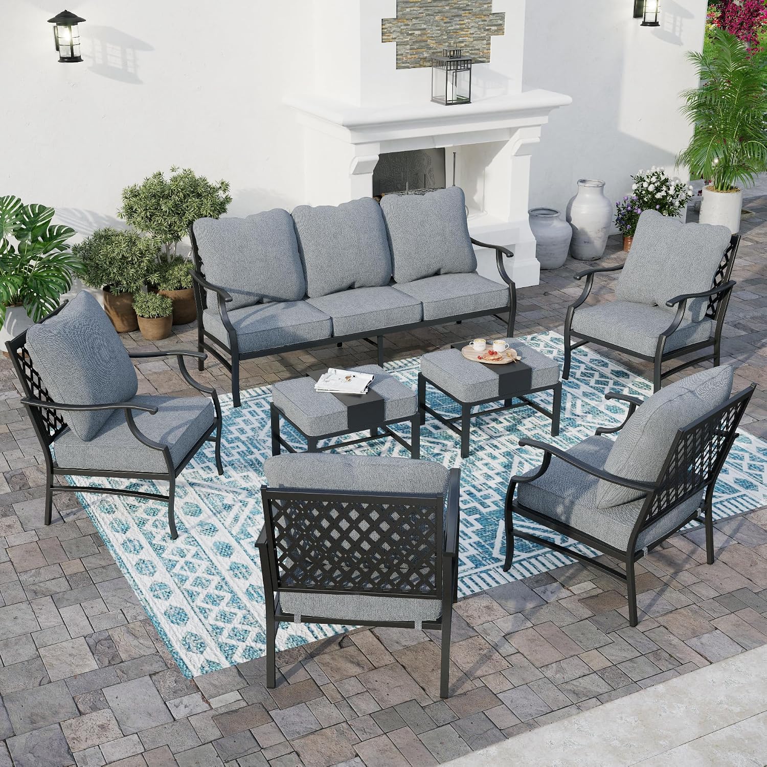 Amazon.com: SUNSHINE VALLEY 7 Piece Metal Outdoor Patio Furniture Set ...