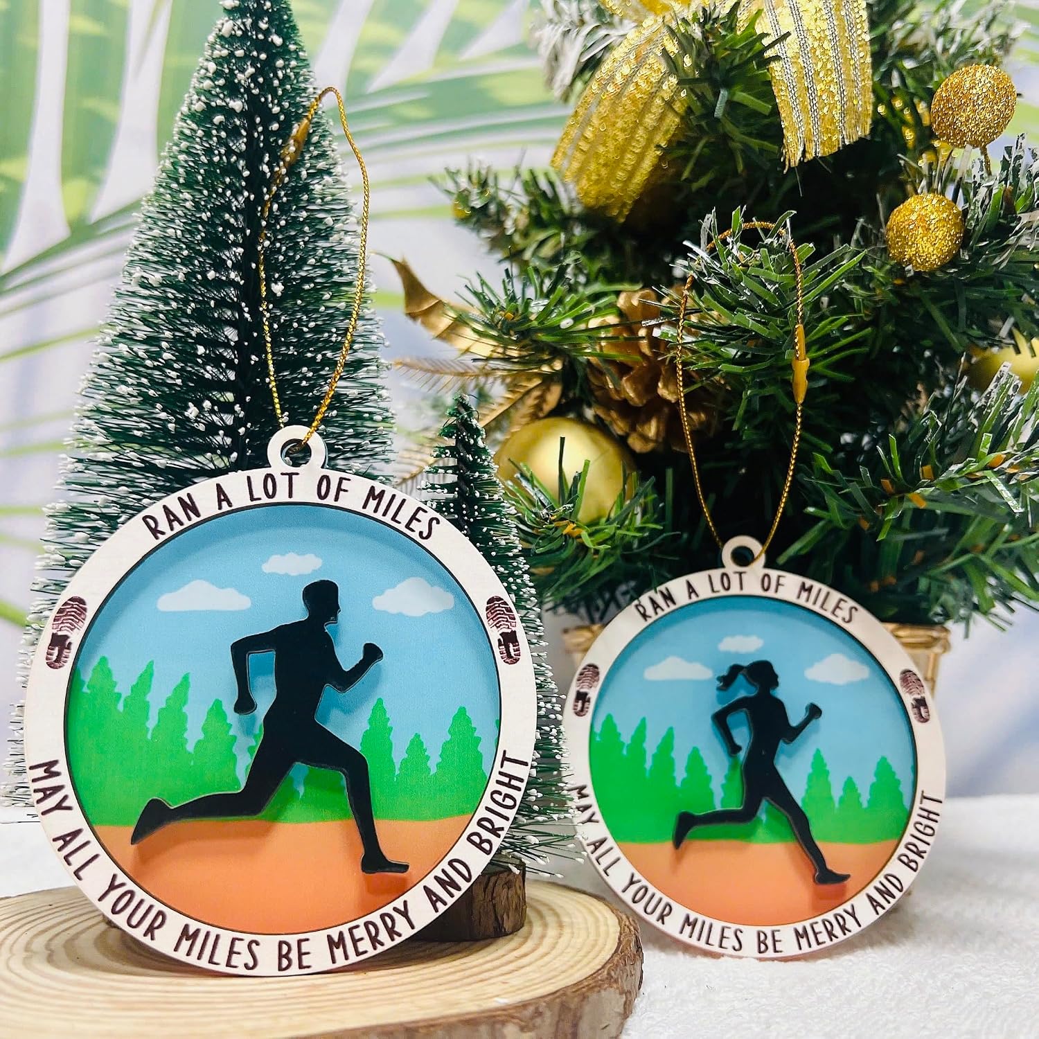 Amazon.com: Ran A Lot of Miles Running Boy Christmas Hanging Decor for ...