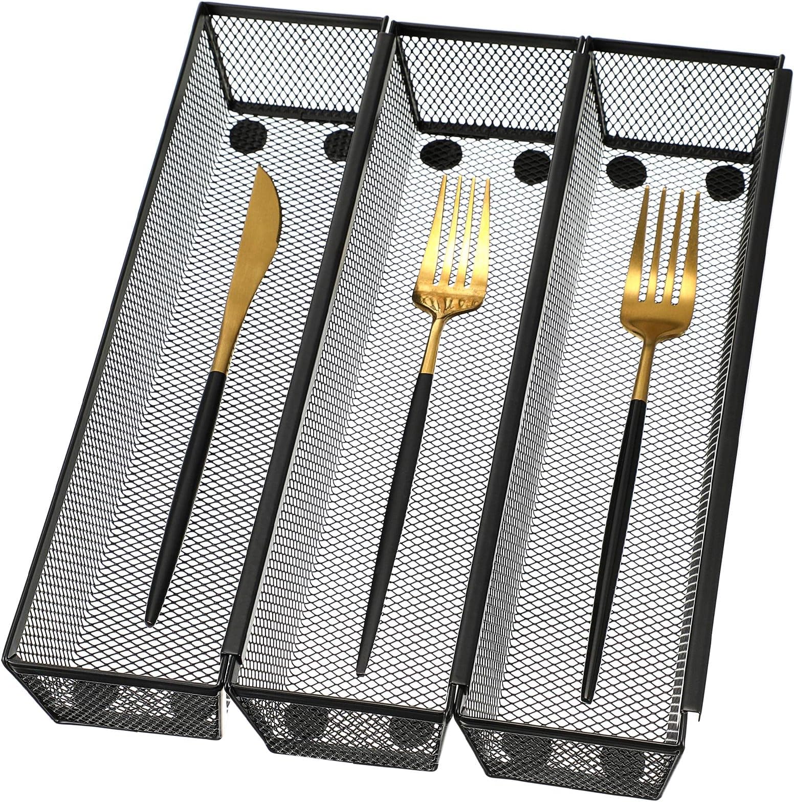 Amazon.com: 3 Pack Silverware Drawer Organizer Mesh Utensil Organizer ...