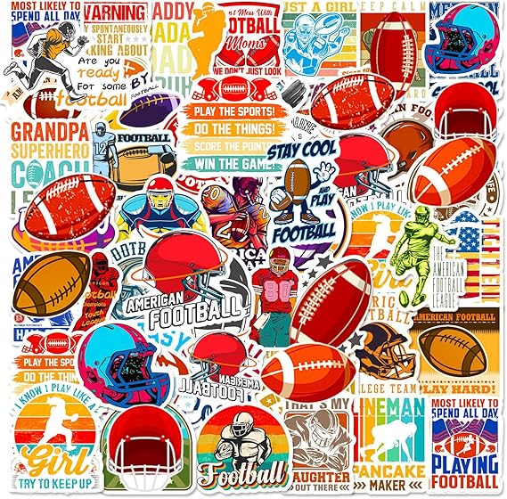 Amazon.com: Football Stickers |50Pcs American Football Waterproof Vinyl ...