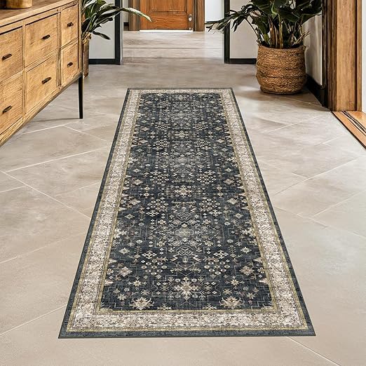 Amazon.com: Black Boho Washable 2x6 Runner Rugs for Hallway Kitchen ...