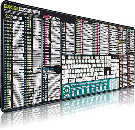 Amazon.com: Excel Cheat Sheet Desk Pad - Extended Large Excel Mouse Pad ...