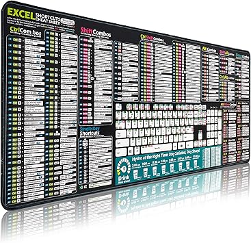 Amazon.com: Excel Cheat Sheet Desk Pad - Extended Large Excel Mouse Pad ...