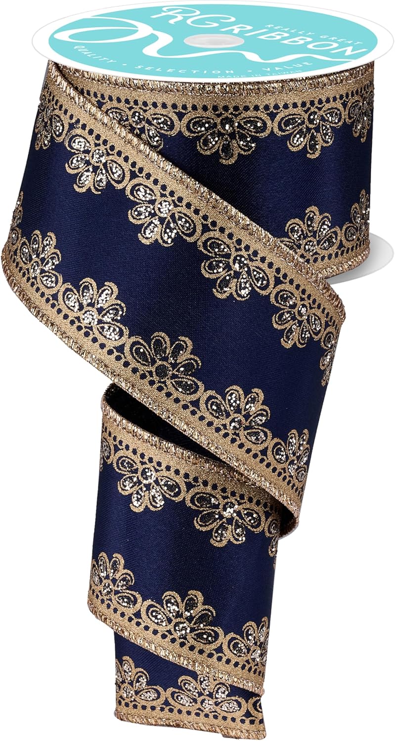 Amazon.com: RG Ribbon Luxe Metallic & Glitter Filigree Scalloped Wired ...