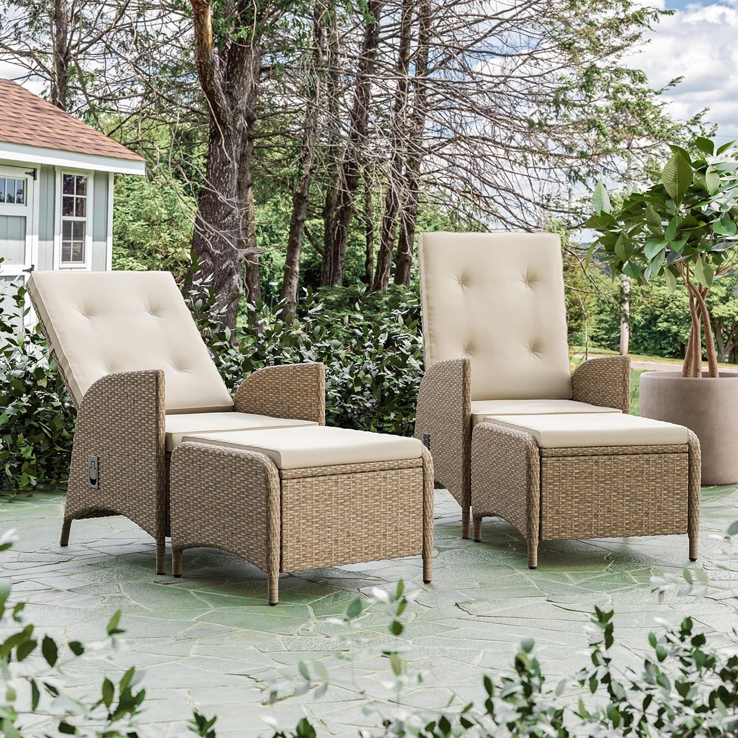 Amazon.com: Greemotion Garda 4-Piece Outdoor Aluminum Polyrattan ...