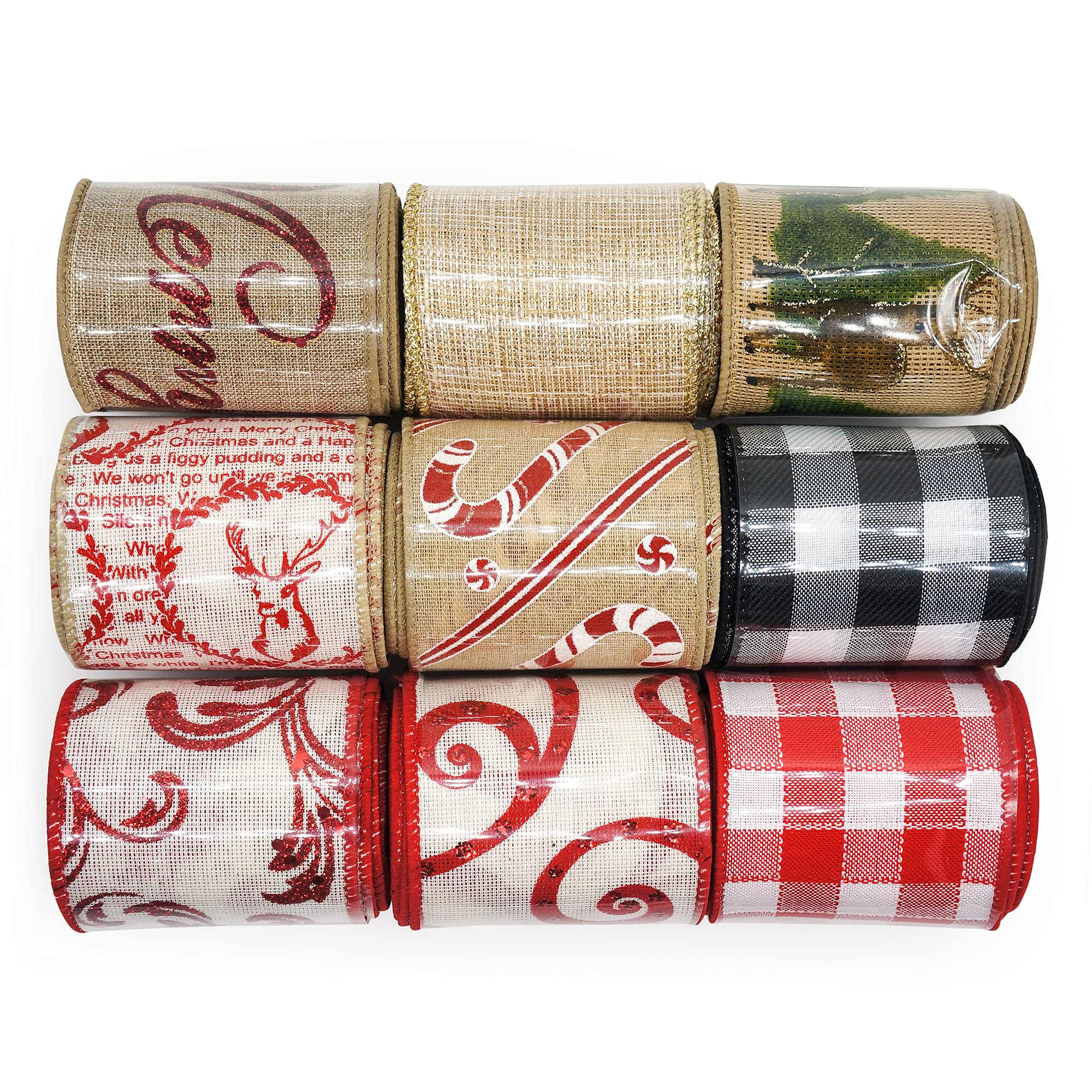 CT CRAFT LLC Christmas Wired Ribbon Assortment 27 Yards (2.5 Inch Wide ...