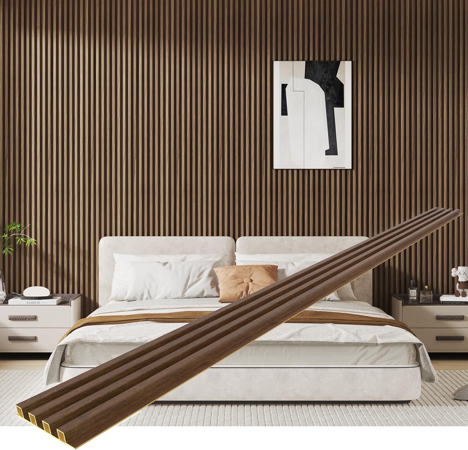 Amazon.com: 8-Pack WPC Slat Wall Panels, 96.5 x 6.3 in Decorative ...