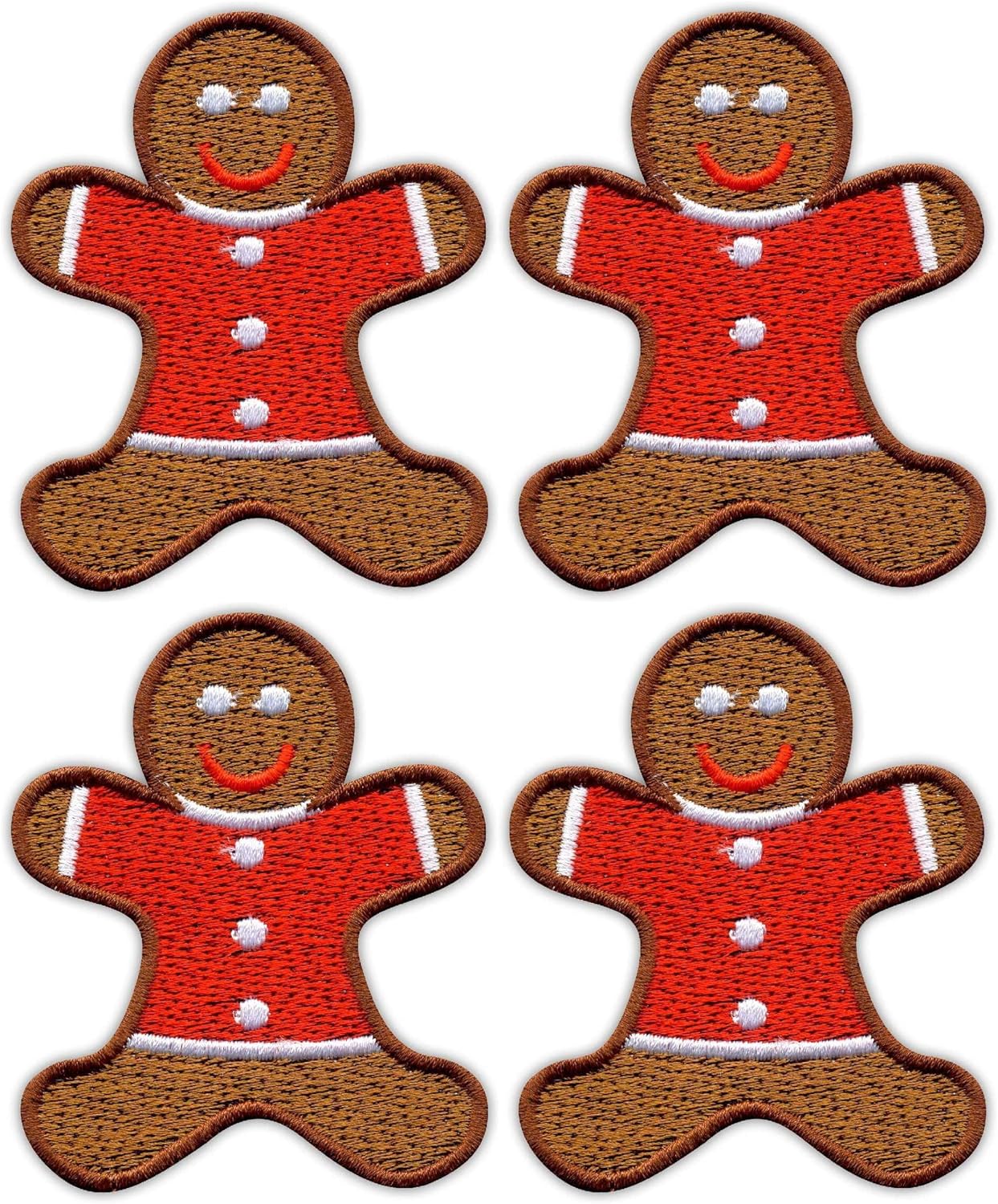 Amazon.com: Set of Four - Patchion Gingerbread in red Shirt - Iron-on ...