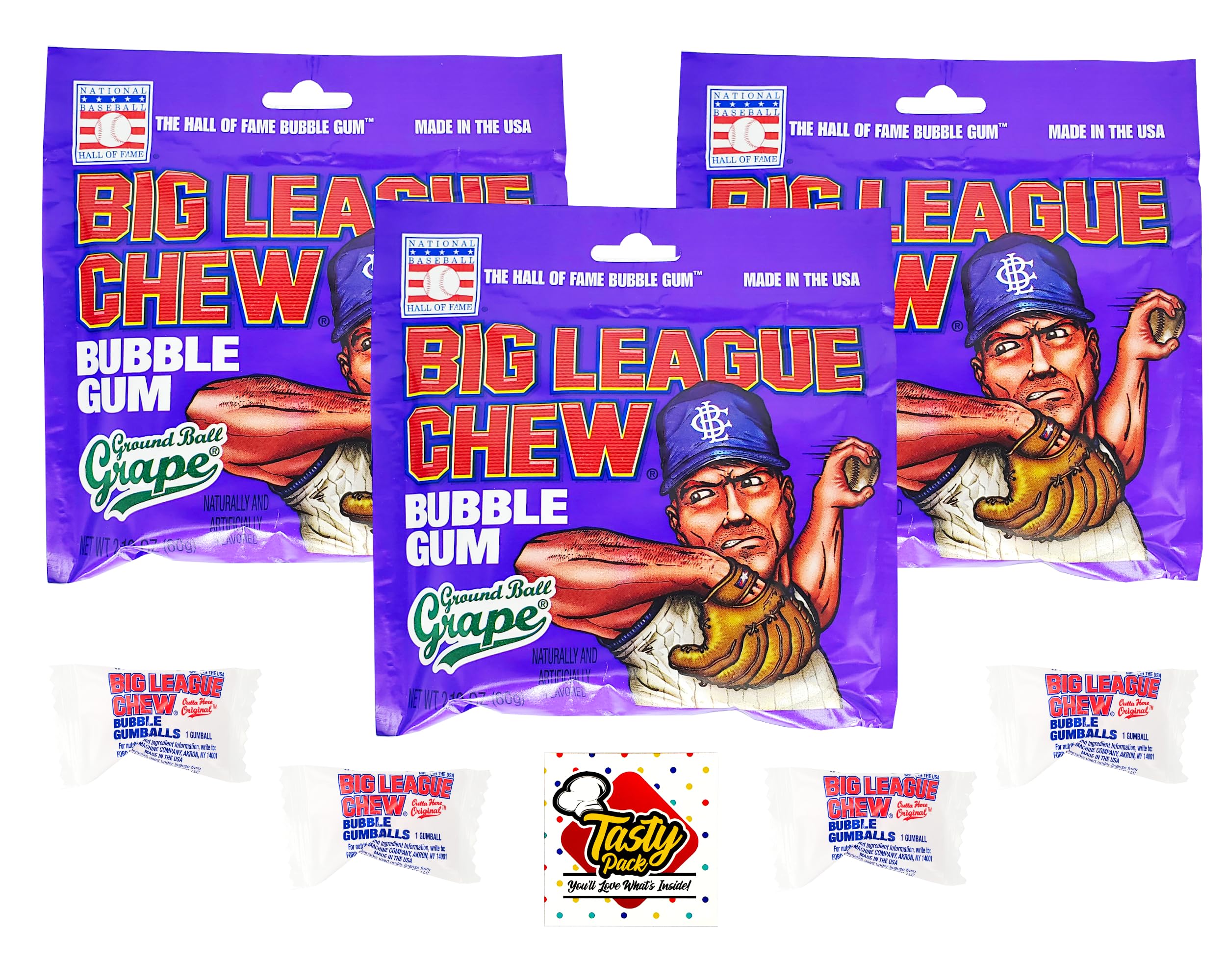 Amazon.com : TastyPack for Big League Chew Shredded Bubble Gum 3 Pack ...
