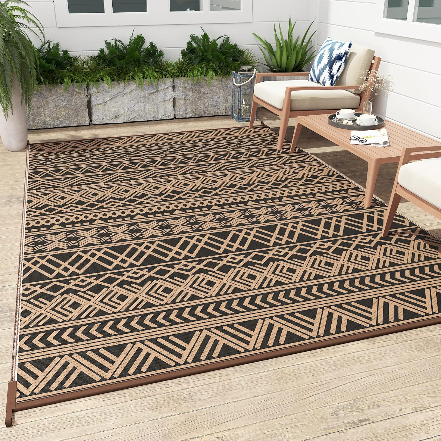 MontVoo-Outdoor Rug 9x12ft Waterproof Outdoor Carpet Patio RV Camping ...
