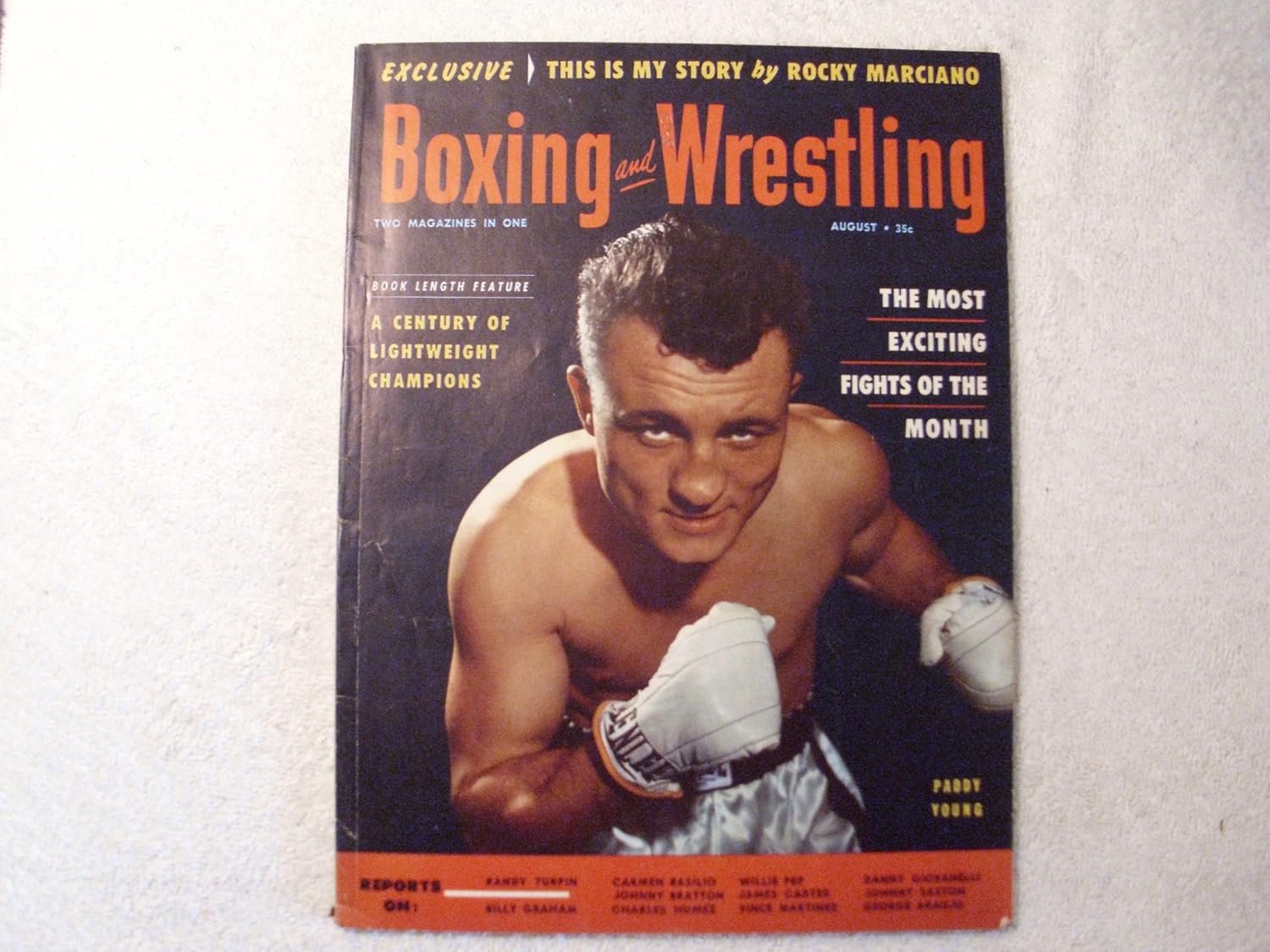 Boxing And Wrestling August 1953 Paddy Young Rocky Marciano Roy Shire ...