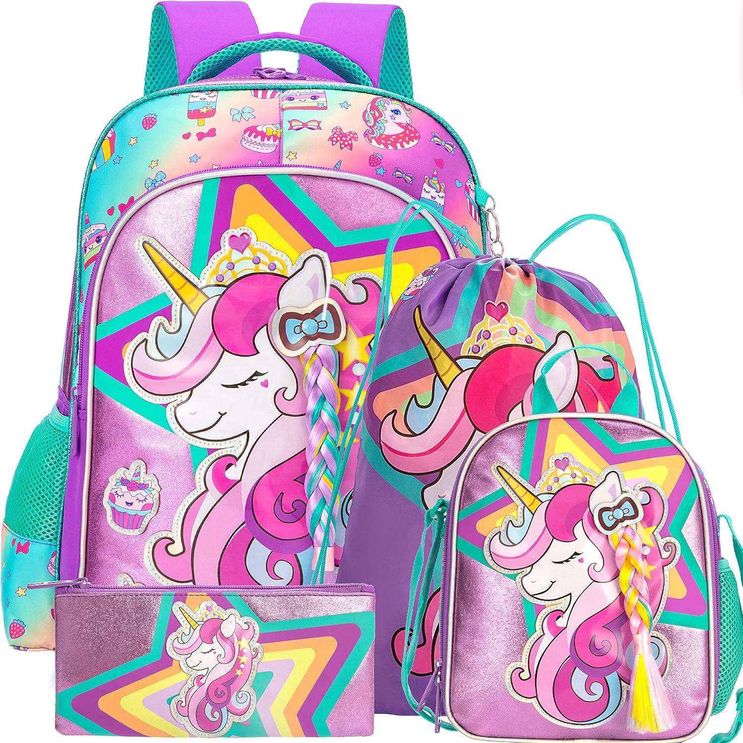 HTgroce Zaino Bambina Scuola Elementare Unicorno,Zainetti per Bambini ...