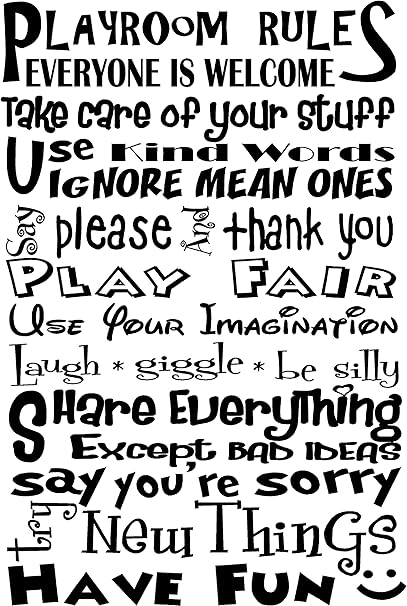 Amazon.com: Playroom Rules everyone is welcome Take care of your stuff ...