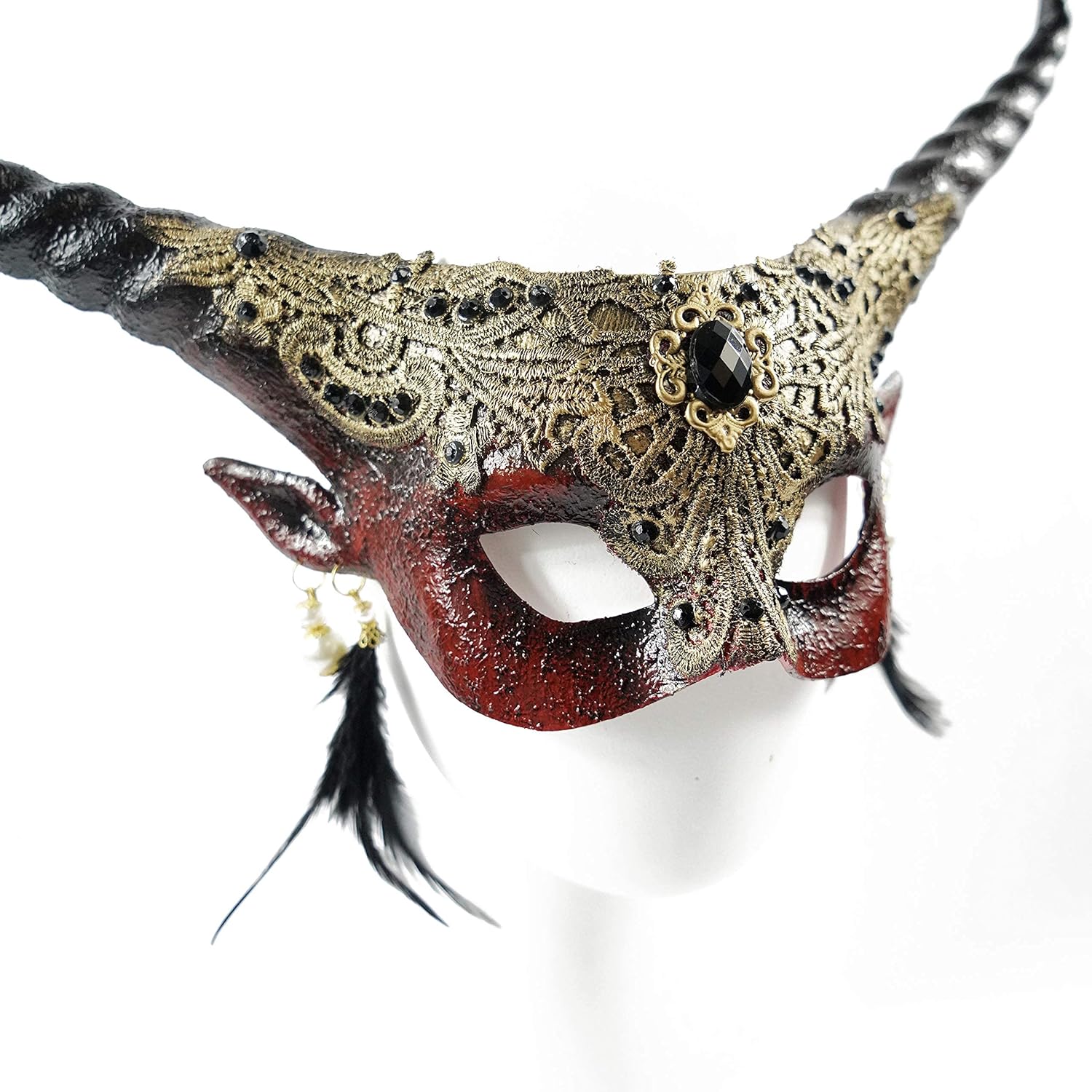 Amazon.com: BEYOND MASQUERADE Red Ram Masquerade Mask Horns Halloween ...