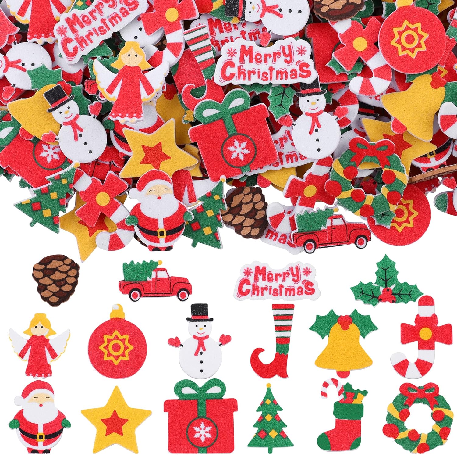Fovths 500 Piece Christmas Foam Stickers - Self Adhesive Craft Sticker ...