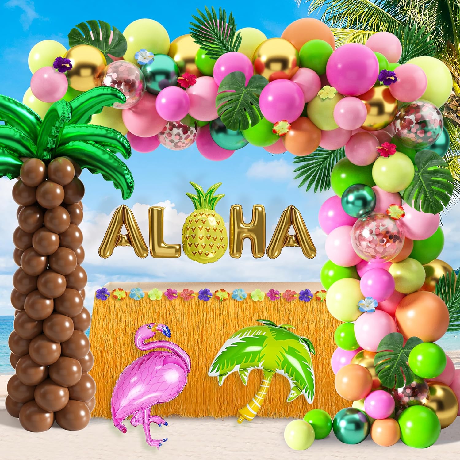 Amazon.com: Hawaiian Luau Party Decorations Pack Tropical Aloha Arch ...