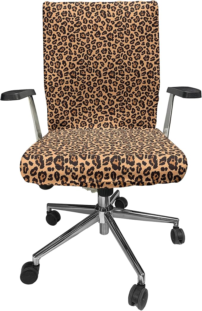 Amazon.com: Ambesonne Peach Color Leopard Print Office Chair Cover ...