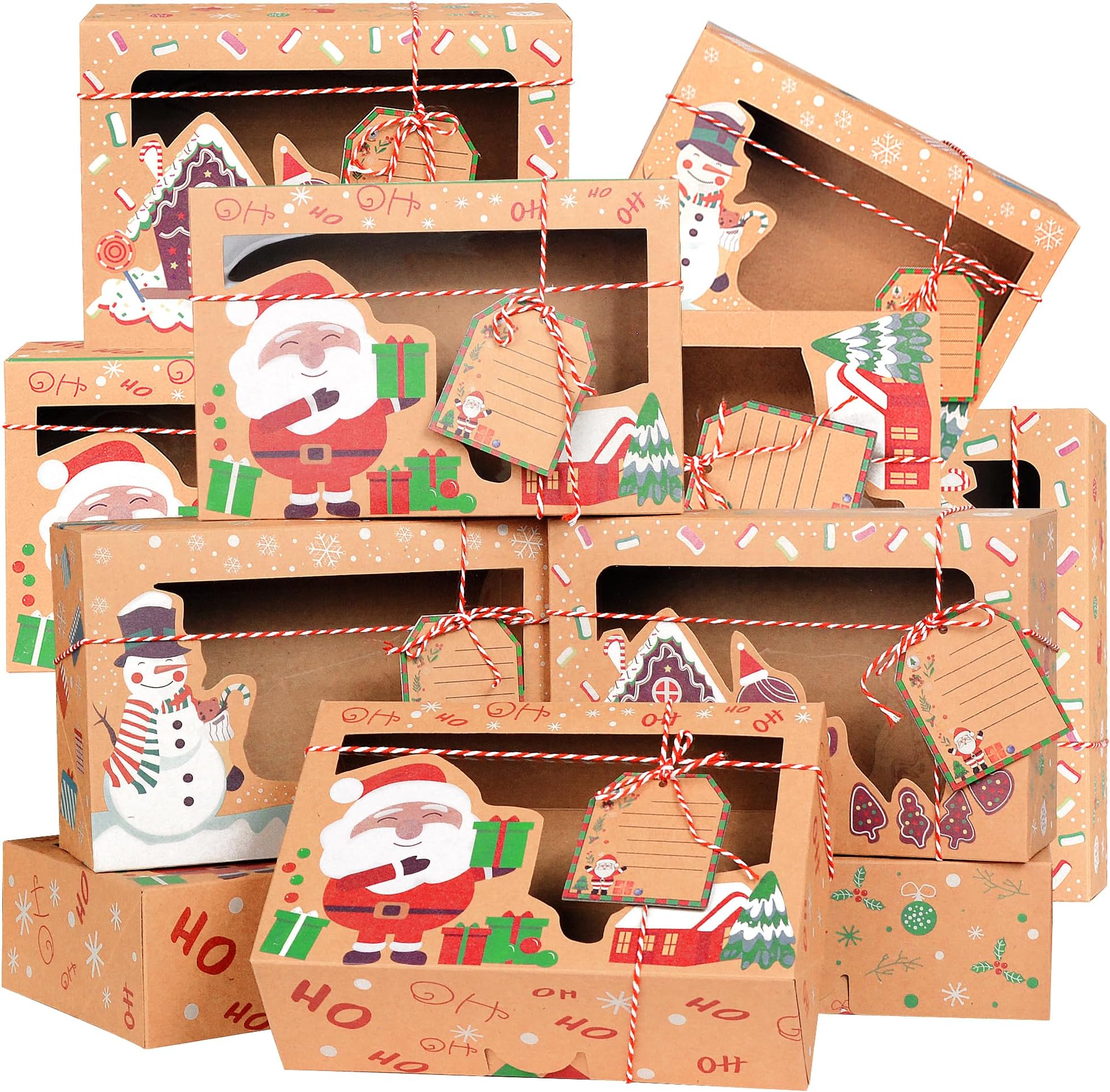 Amazon.com: Aumodizzy 12pcs 8.6x6x2.75 Inch Christmas Cookie Boxes ...