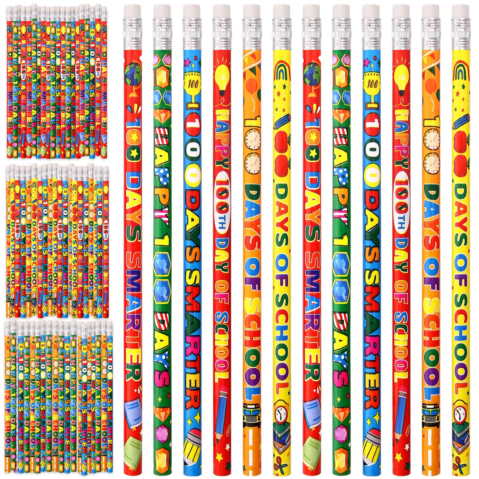 Amazon.com : Treasure Cove 100 Days Pencils for Kids 100th Day of ...