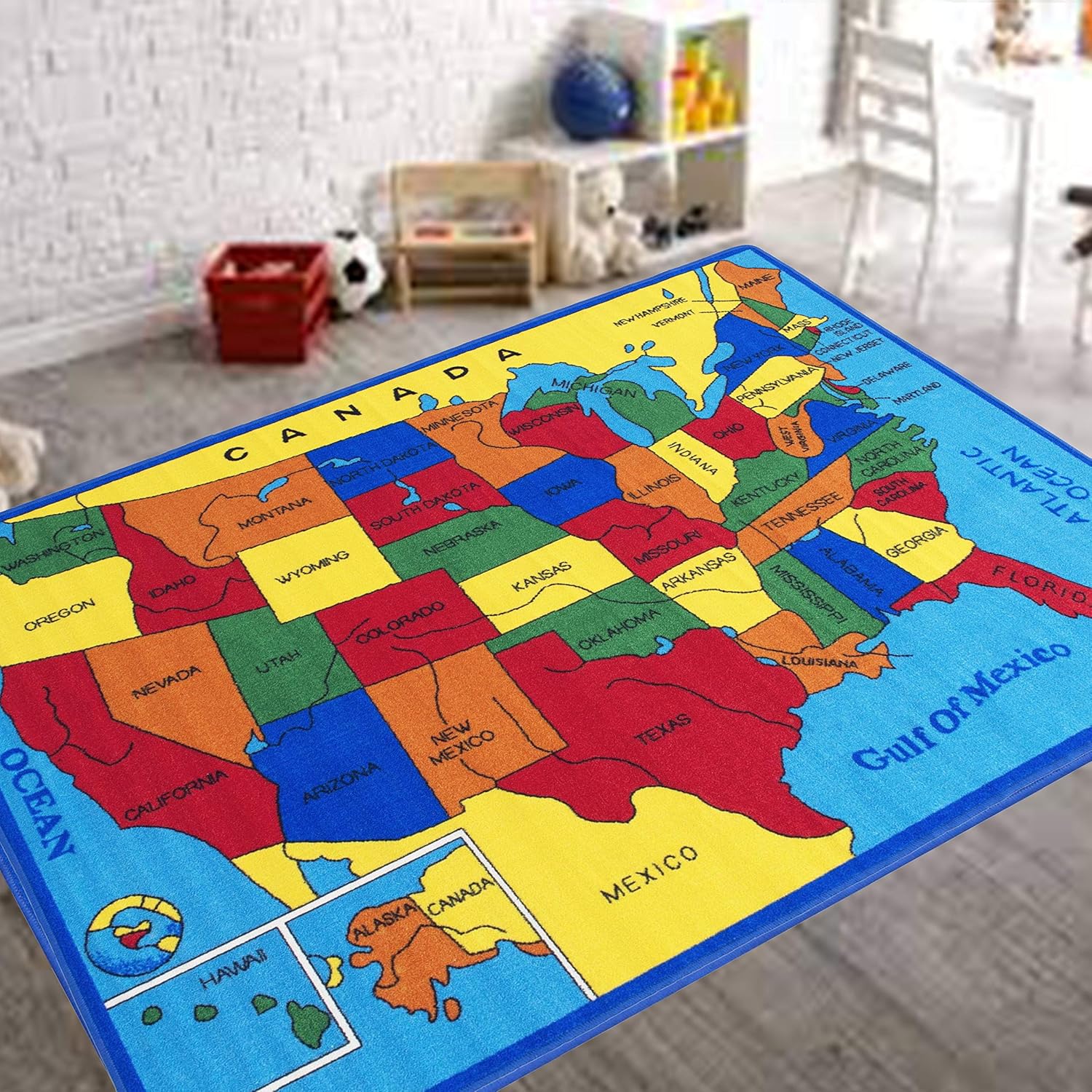 Amazon.com: HR Educational United States Map Rugs - Ideal for School ...