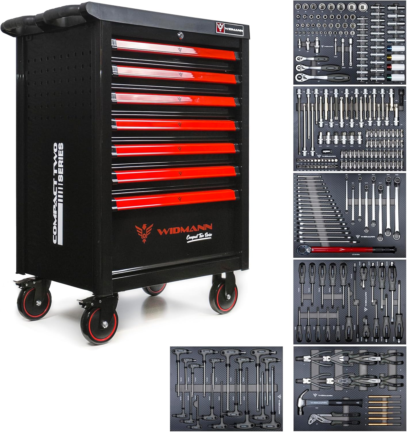 WIDMANN Tool Trolley Cabinet with 303pcs Tools Steel Workshop Storage ...