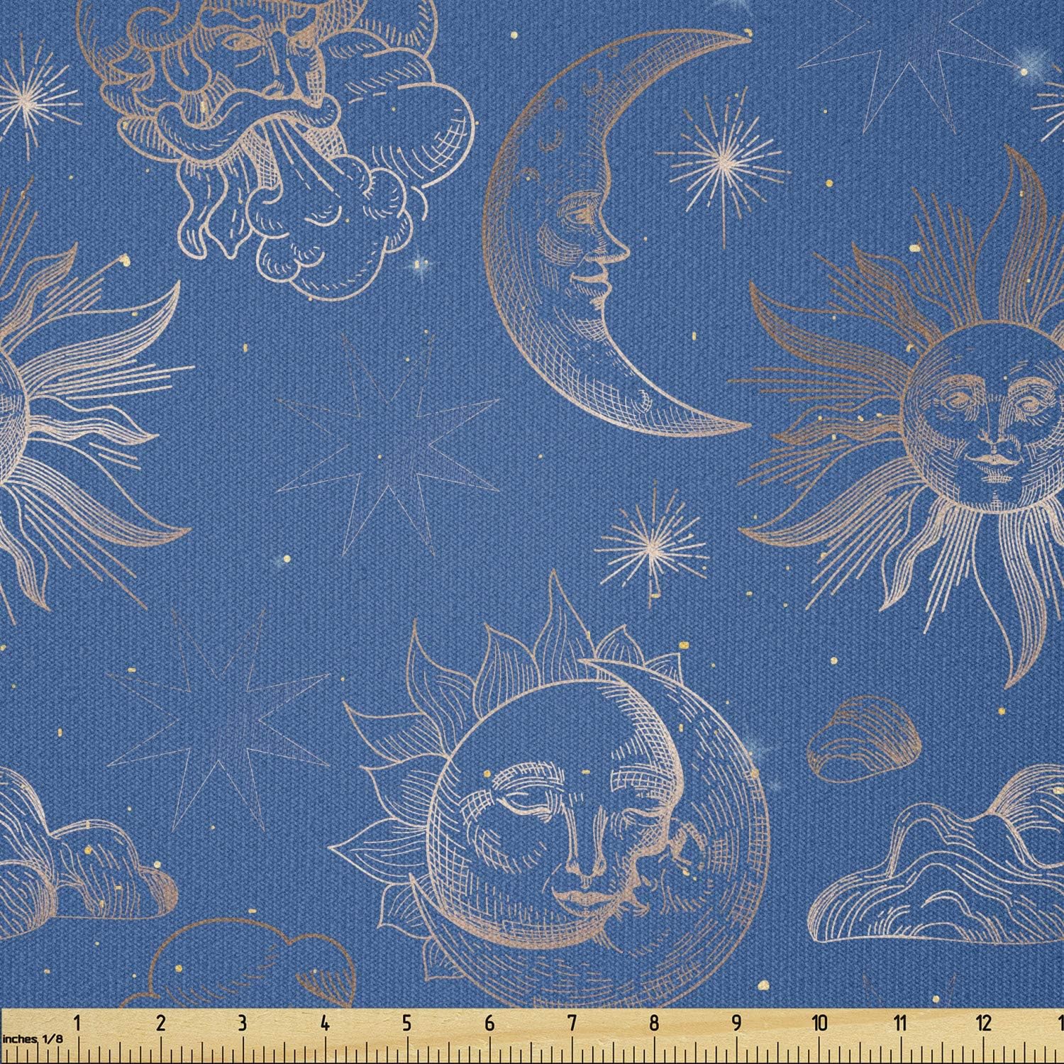 Amazon.com: Ambesonne Magic Moon Fabric by The Yard, Celestial Sun and ...