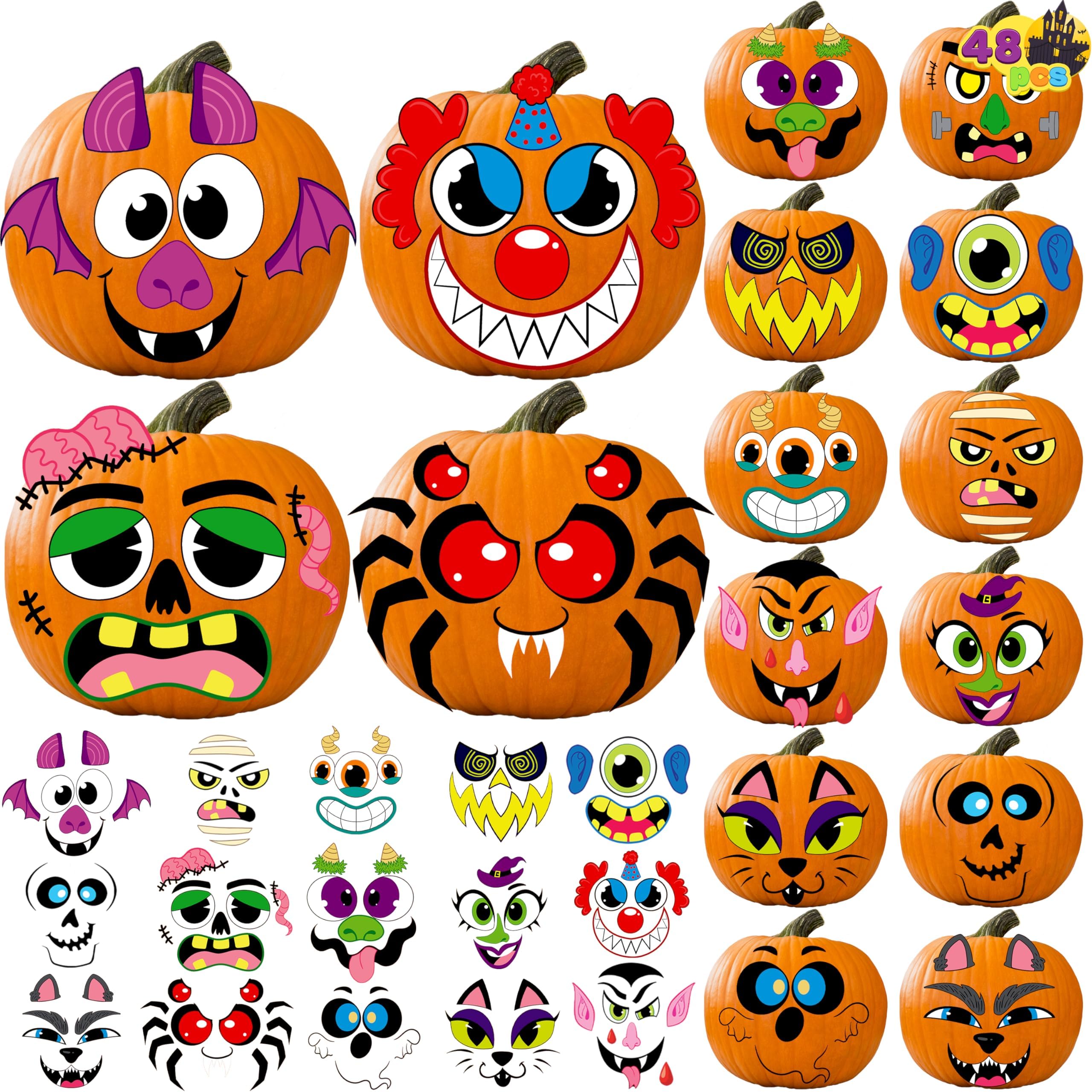 Amazon.com: JOYIN 48 Pcs Halloween Pumpkin Stickers, Halloween Party ...