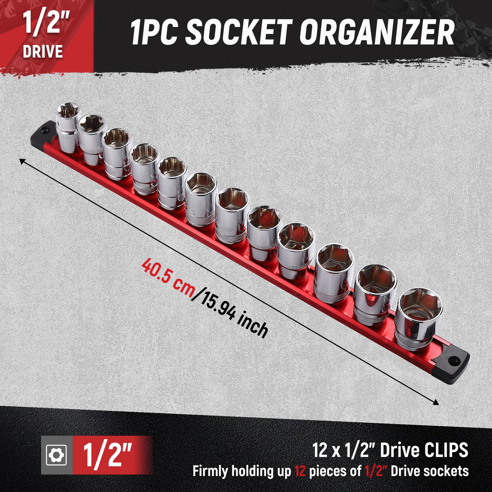 Snapklik.com : ALOANES Magnetic Socket Organizer, 1/2-Inch Drive ...