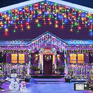 Icicle Christmas Lights Outdoor, 132ft 1280 LED Icicle Lights for ...