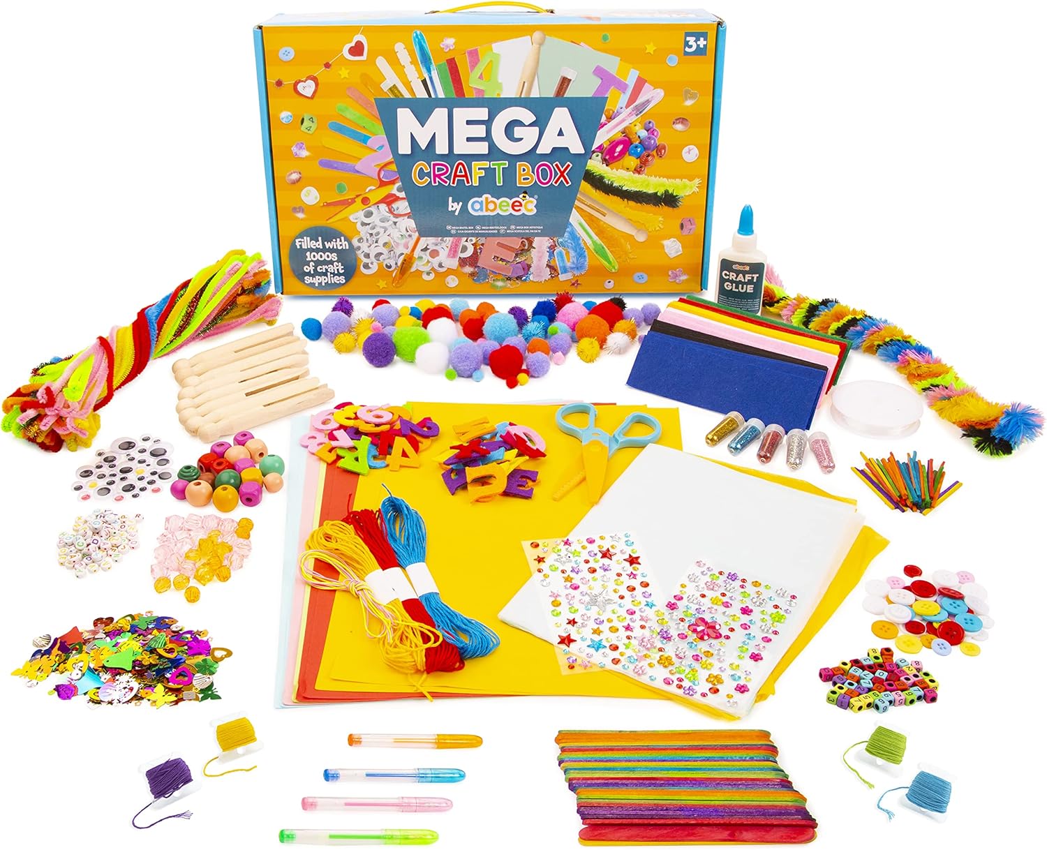 abeec Mega Craft Box - Kits for Kids Art & Supplies Contains Gel Pens ...