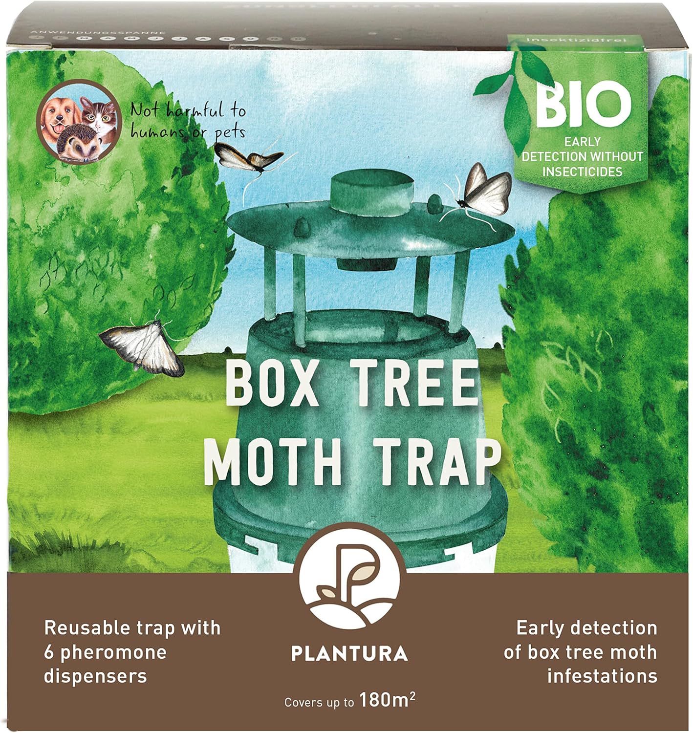 Plantura Box Tree Moth Trap, reusable trap with 6 pheromone dispensers ...