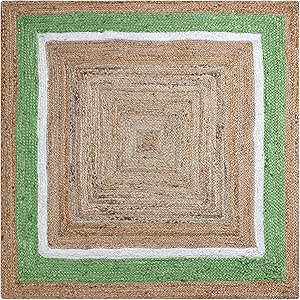 Amazon.com: CASAVANI - Kilim Rug 6' Square Rug Beige & Green Handmade ...