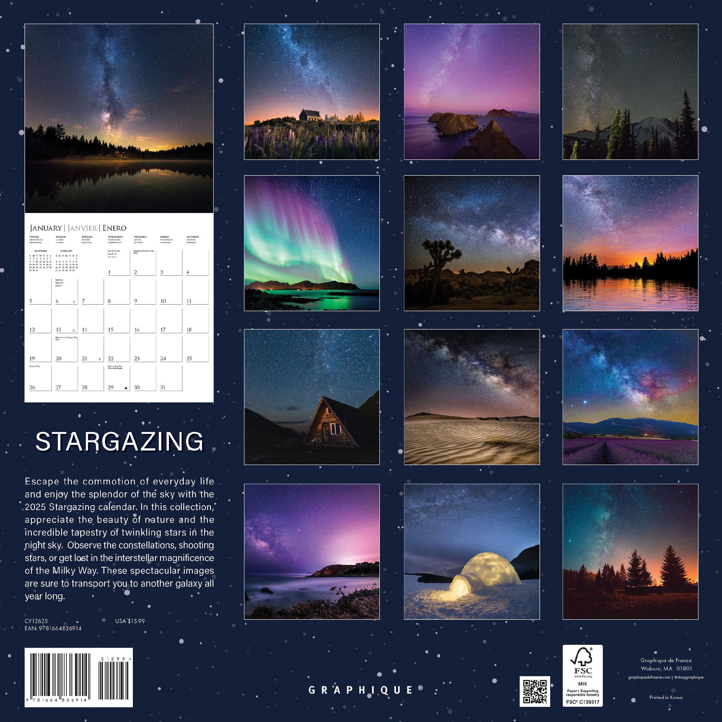 Snapklik.com : 2025 Stargazing Wall Calendar 12” X 12” Thick Paper Home ...