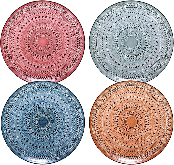 Amazon.com | Khen Glass Hobnail Colored Plates | Set of 4 | Pastel ...