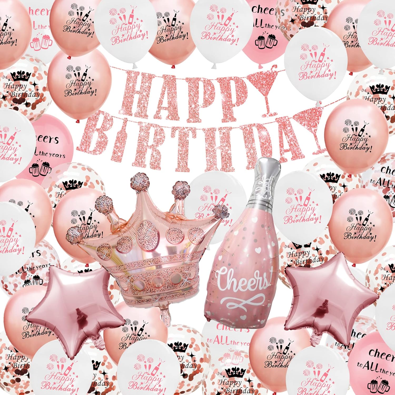 Amazon.com: Canven Happy Birthday Decorations for Women With Glass Foil ...