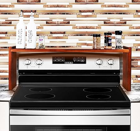 Amazon.com: Deep Sea Kitchen Storage Wooden Over the Stove Spice Shelf ...