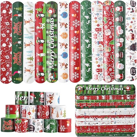 Amazon.com: 48PCS Christmas Slap Bracelets, Xmas Slap for Christmas ...
