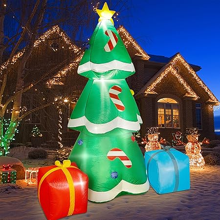 Amazon.com: FirstE 7 FT Christmas Inflatables Tree Outdoor Decorations ...