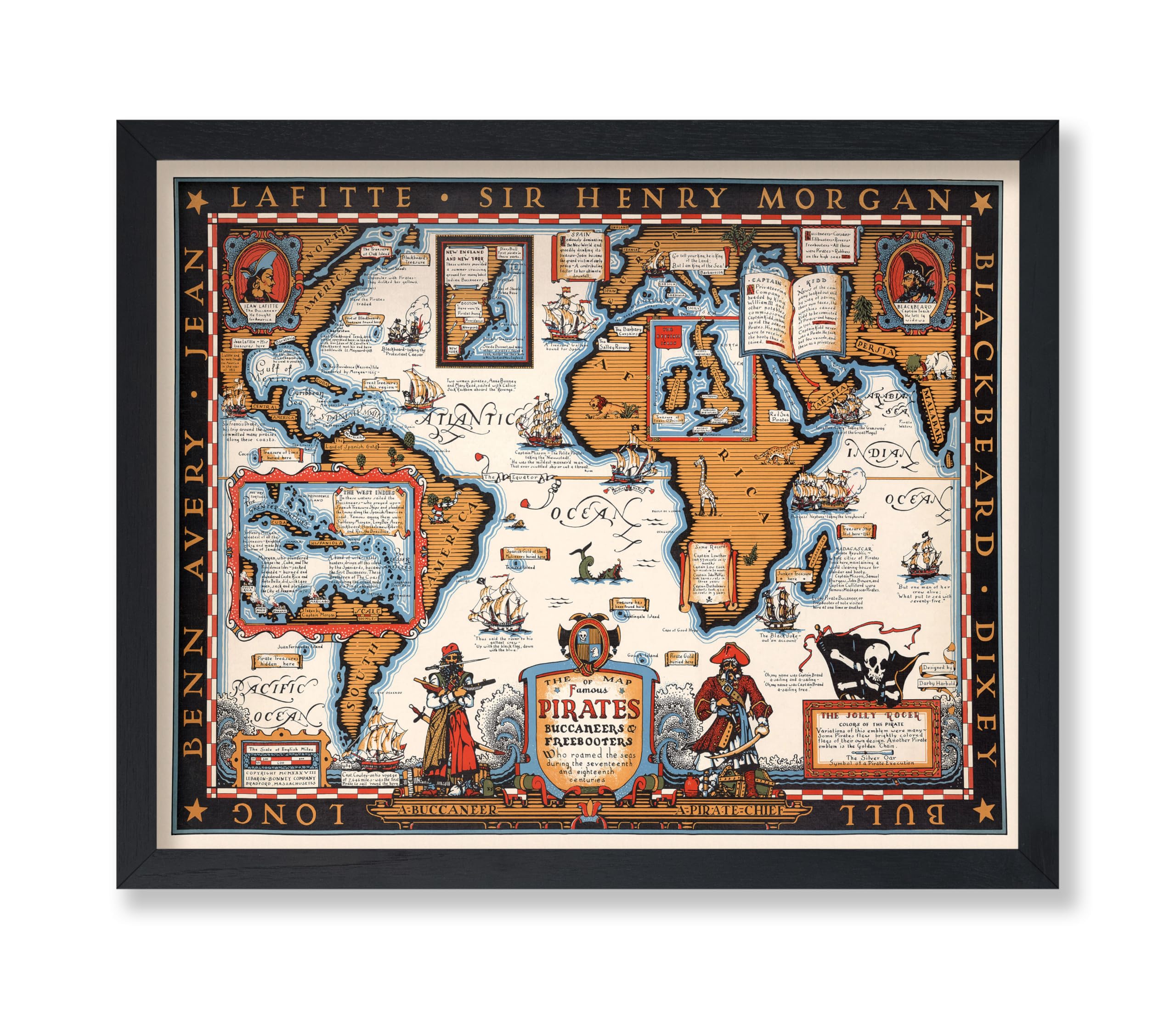 Amazon.com - Poster Master Vintage Map Poster - Retro Map of Famous ...