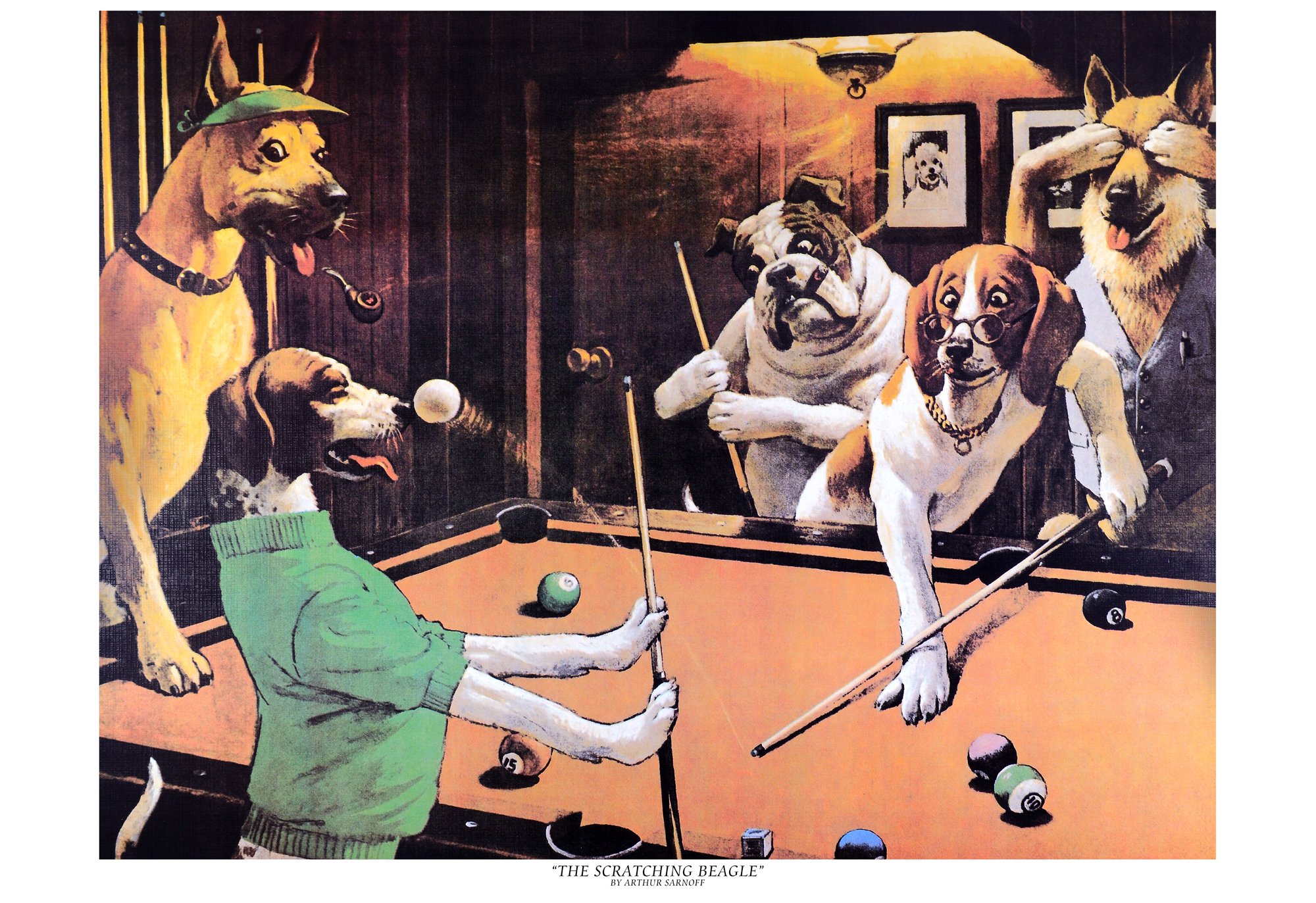 Dogs Playing Pool Original